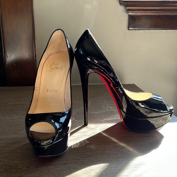Christian Louboutin | Shoes | Christian Louboutin Lady Peep Patent Calf 365 | Poshmark